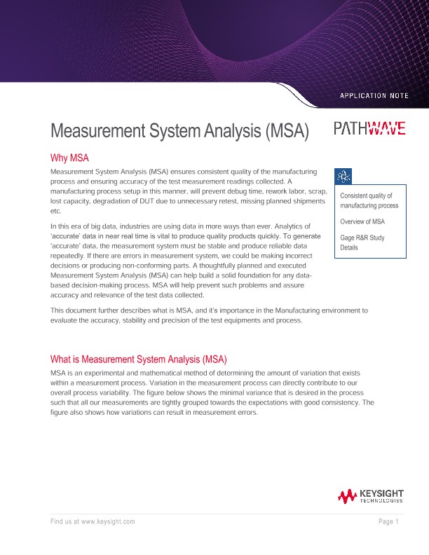 Measurement System Analysis (MSA) for Manufacturing PDF Asset Page | Keysight